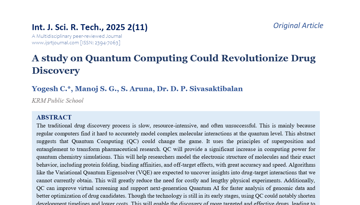 A study on Quantum Computing Could Revolutionize Drug Discovery