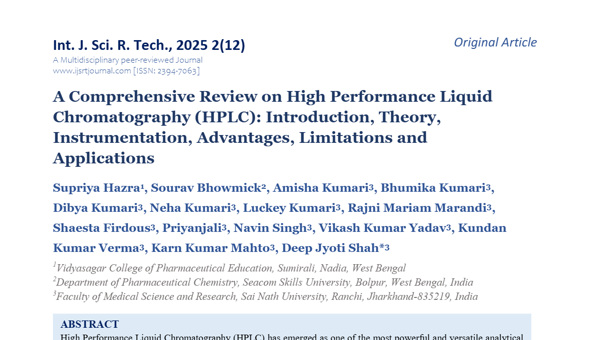 A Comprehensive Review on High Performance Liquid Chromatography (HPLC ...