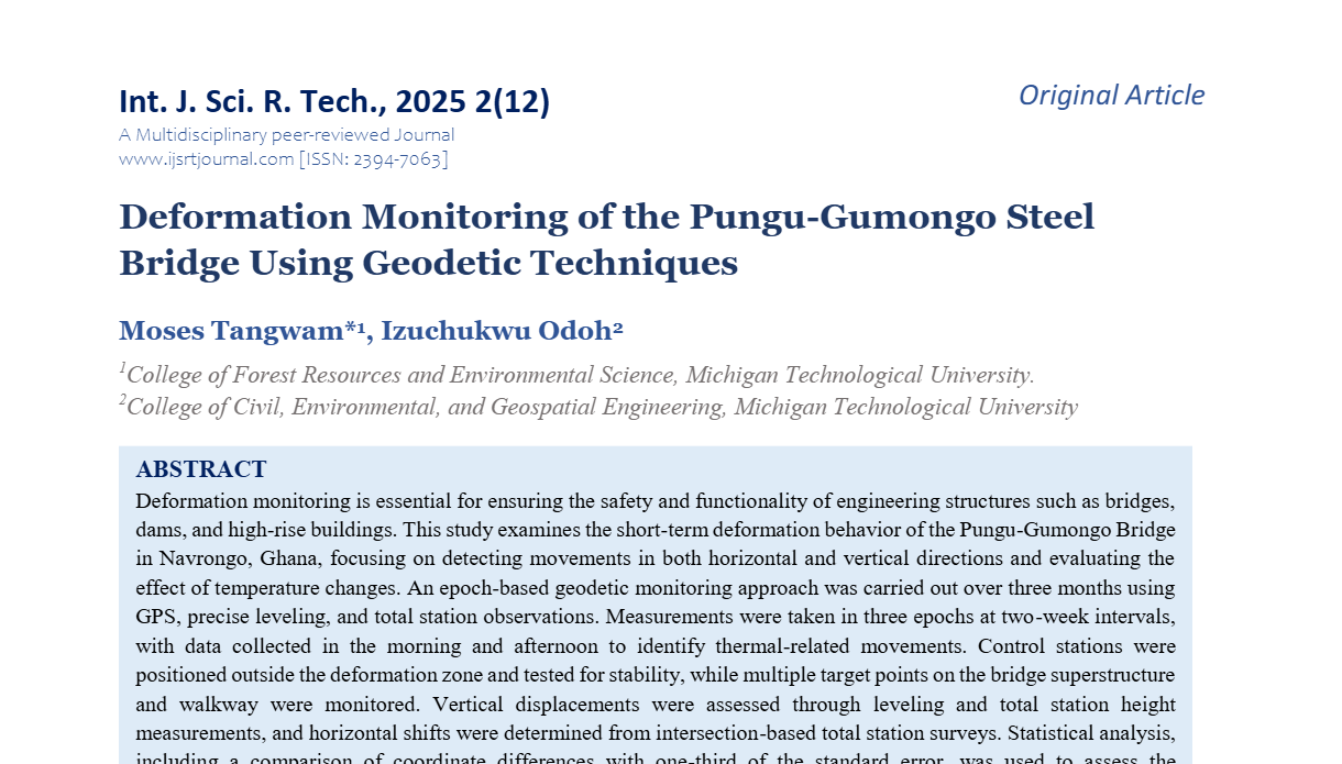 Deformation Monitoring of the Pungu-Gumongo Steel Bridge Using Geodetic ...