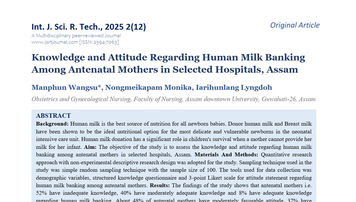 Knowledge and Attitude Regarding Human Milk Banking Among Antenatal ...
